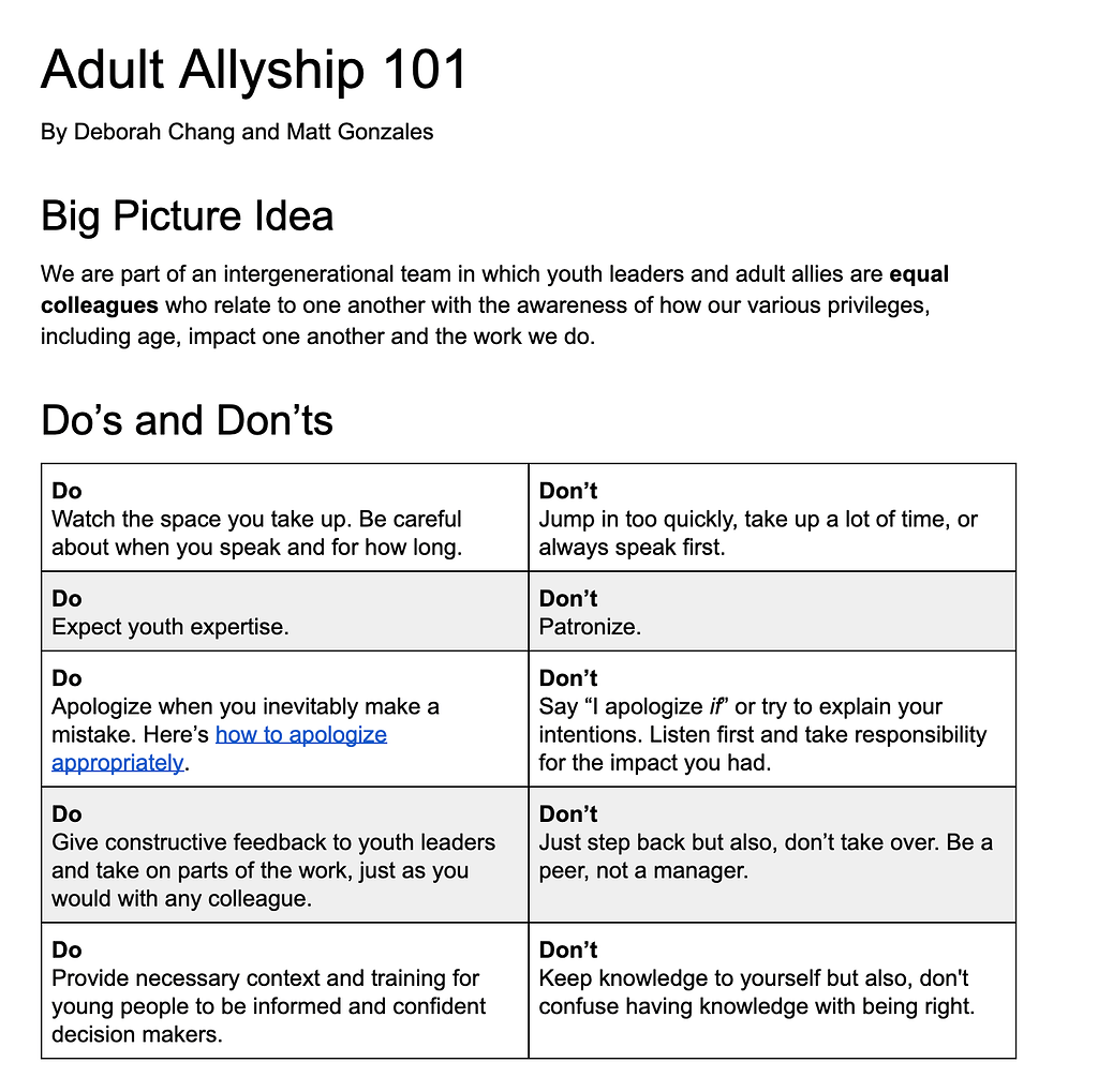 Adult Allyship 101: Do's and Don'ts - Learning Library - Youth Power Hub